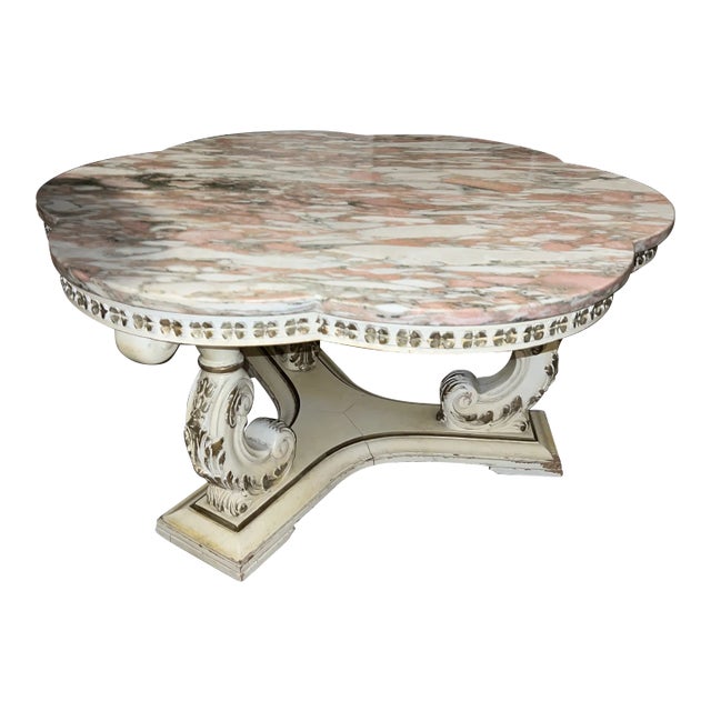 Mid 20th Century Hollywood Regency French Carved Pink Marble Cherub ...