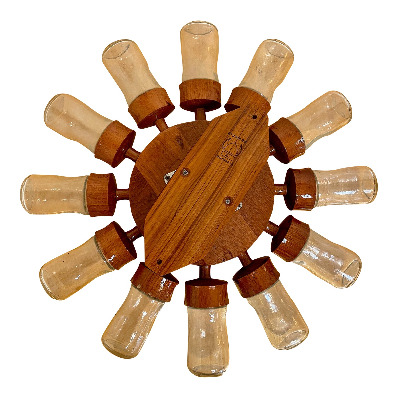 Midcentury Digsmed Danish Teak Spice Rack Wheel With 12 Glass Jars ...