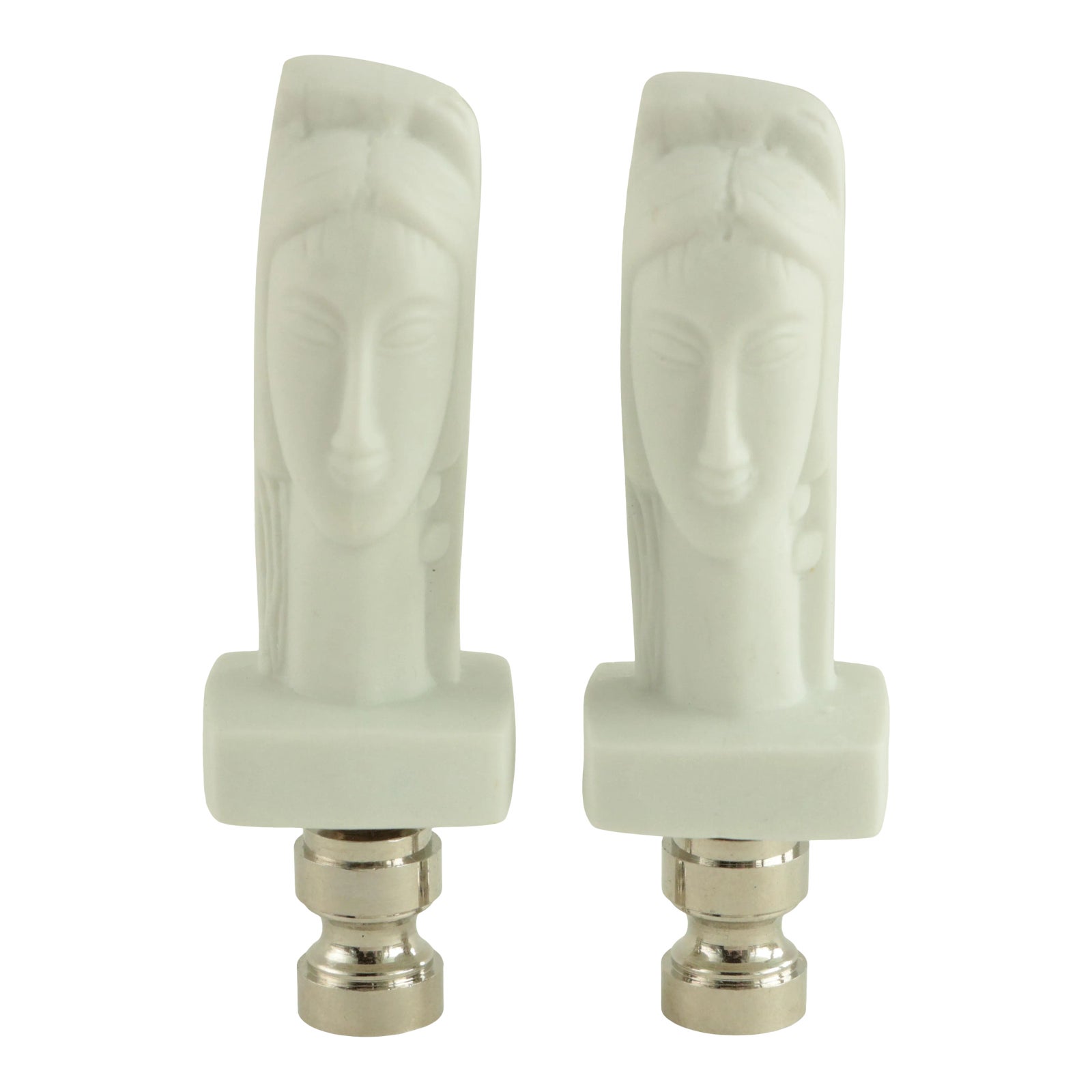 Modigliani Head of a Woman Lamp Finials - a Pair | Chairish