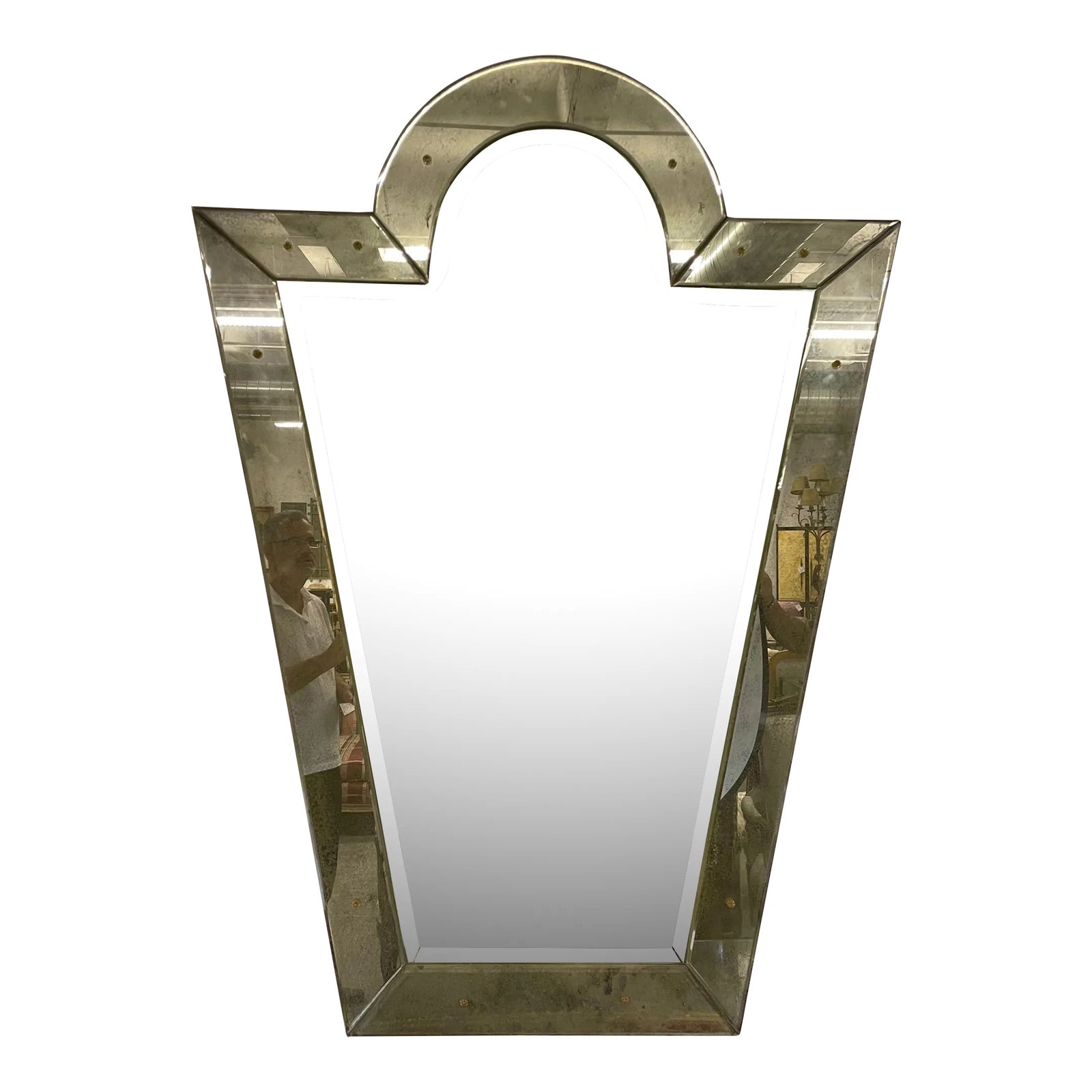 Venetian 'Key Hole' Shaped Beveled Glass Mirror, Hollywood Regency ...
