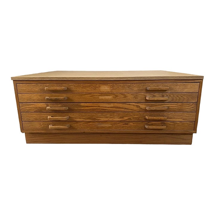 Mayline Stacor Oak 5 Drawer Flat File Cabinet Oak Wood Vintage | Chairish