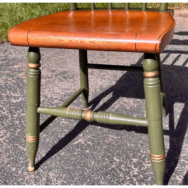 Late 20th Century Hitchcock Green Half Spindle Back Inn Chair With ...