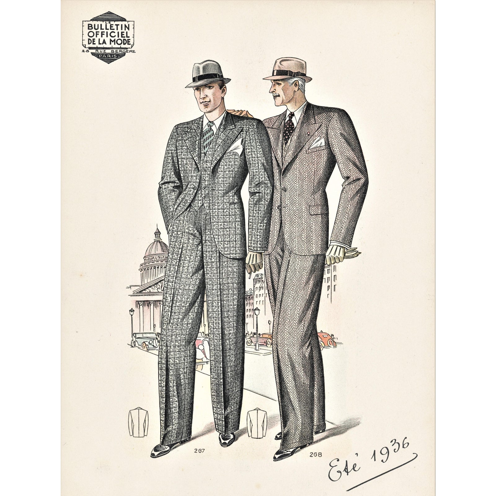 Matted French Art Deco Men's Fashion Tailoring Lithograph | Chairish