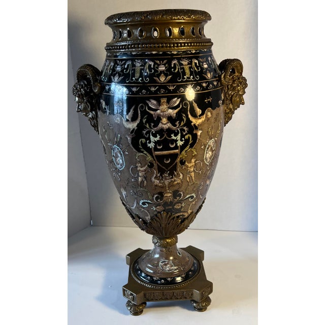 Castilian Porcelain Bronze Ormolu Vase Mythical Motif Man's Head ...
