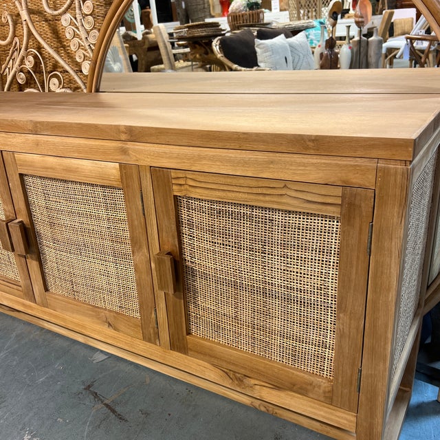 Teak and Cane Sideboard | Chairish