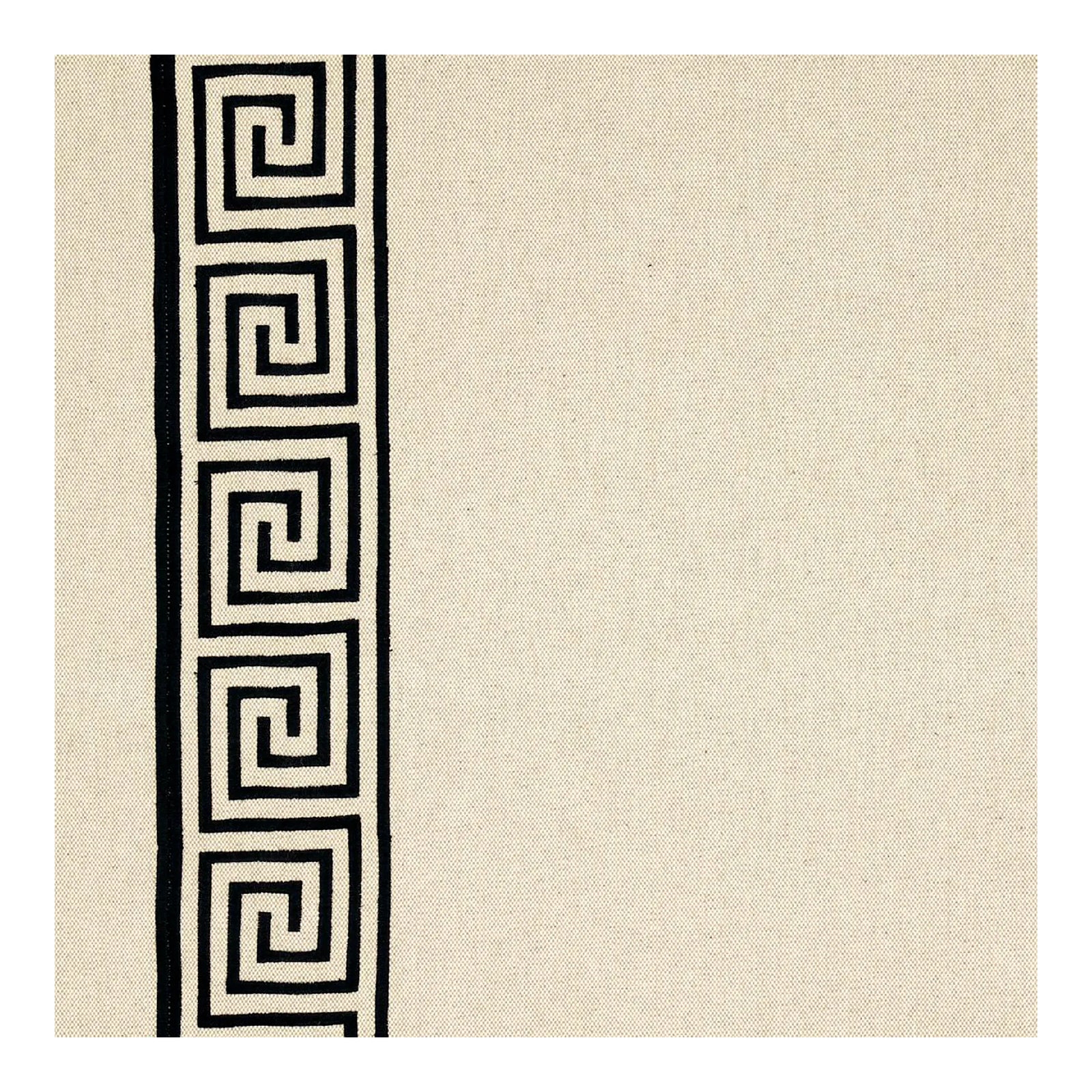Sample - Schumacher Greek Key Embroidery Fabric in Pebble & Black ...