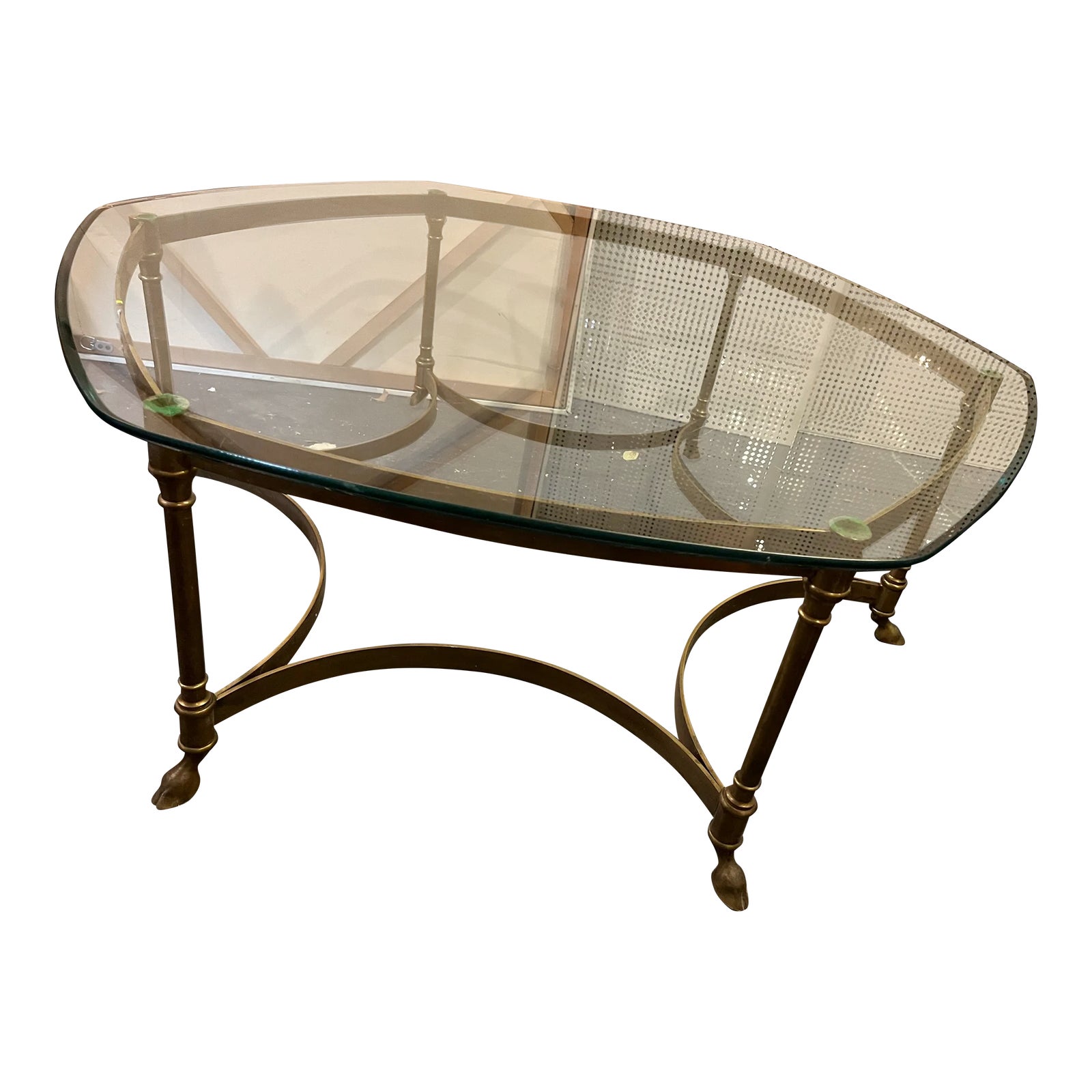 1960s Vintage Labarge Style Brass & Glass Polygon Coffee Table | Chairish