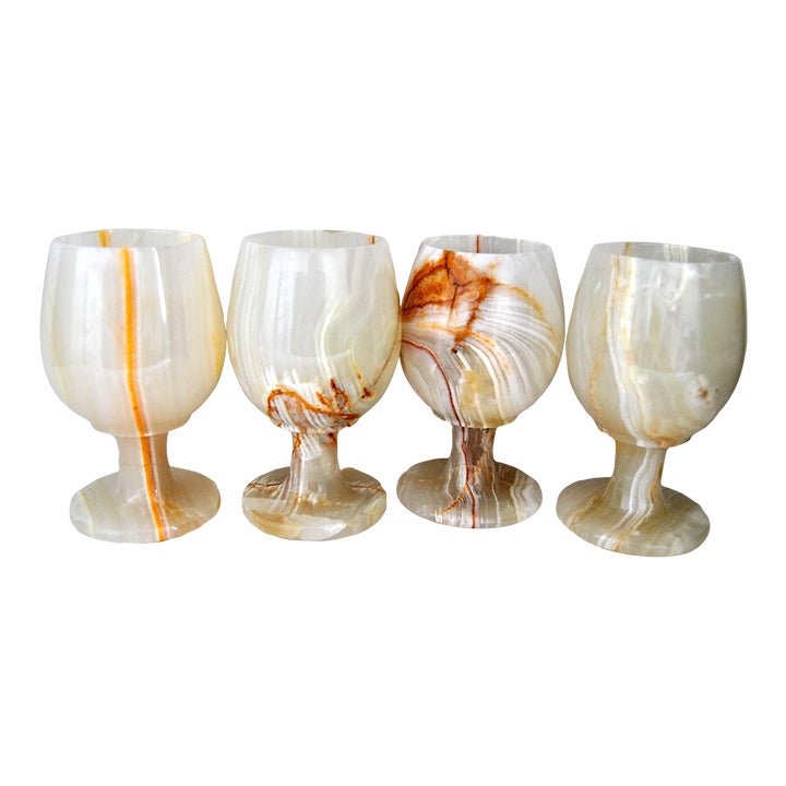 1960s Short Stemmed Onyx Alabaster Wine Cups Goblets Chalices- Set of 4 ...