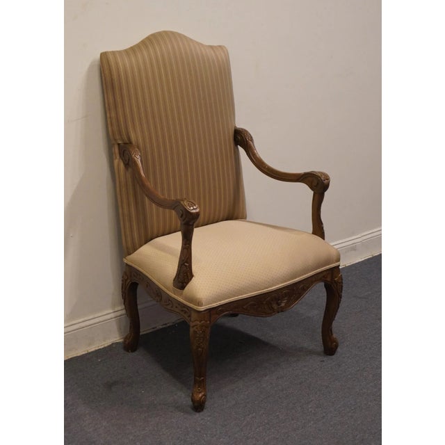 Drexel Heritage Louis XVI French Provincial Cream Stripe Upholstered Accent Arm Chair Chairish
