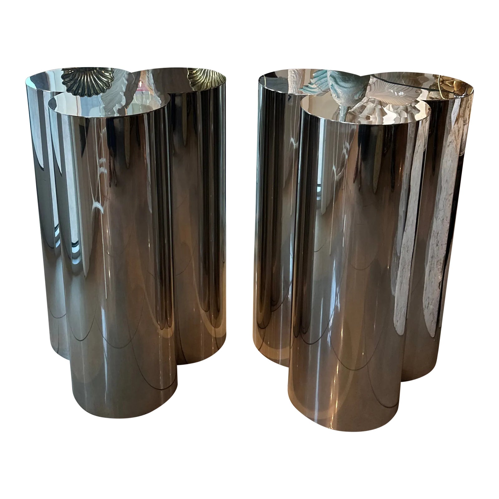 Vintage Modern Pair of Chrome Curtis Jere Trefoil Dining Table or Desk ...