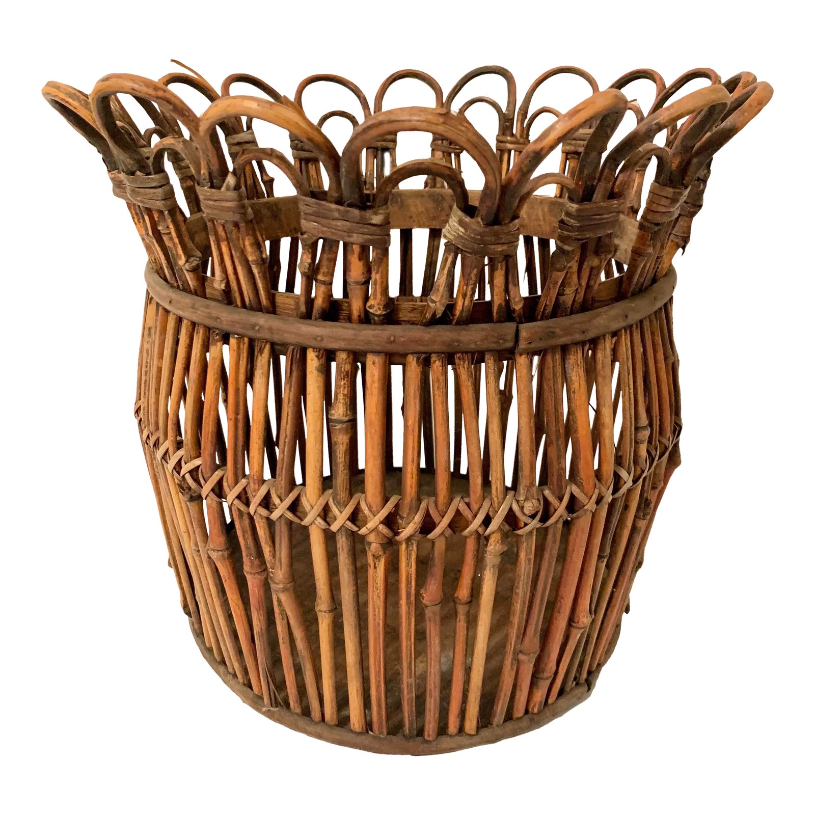 Vintage French Boho Chic Bamboo Planter (Available Pair) | Chairish