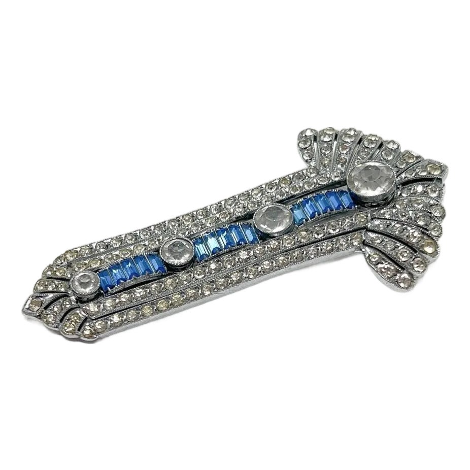 Art Deco 1930s Blue and Colourless Paste Vintage Statement Dress Clip ...