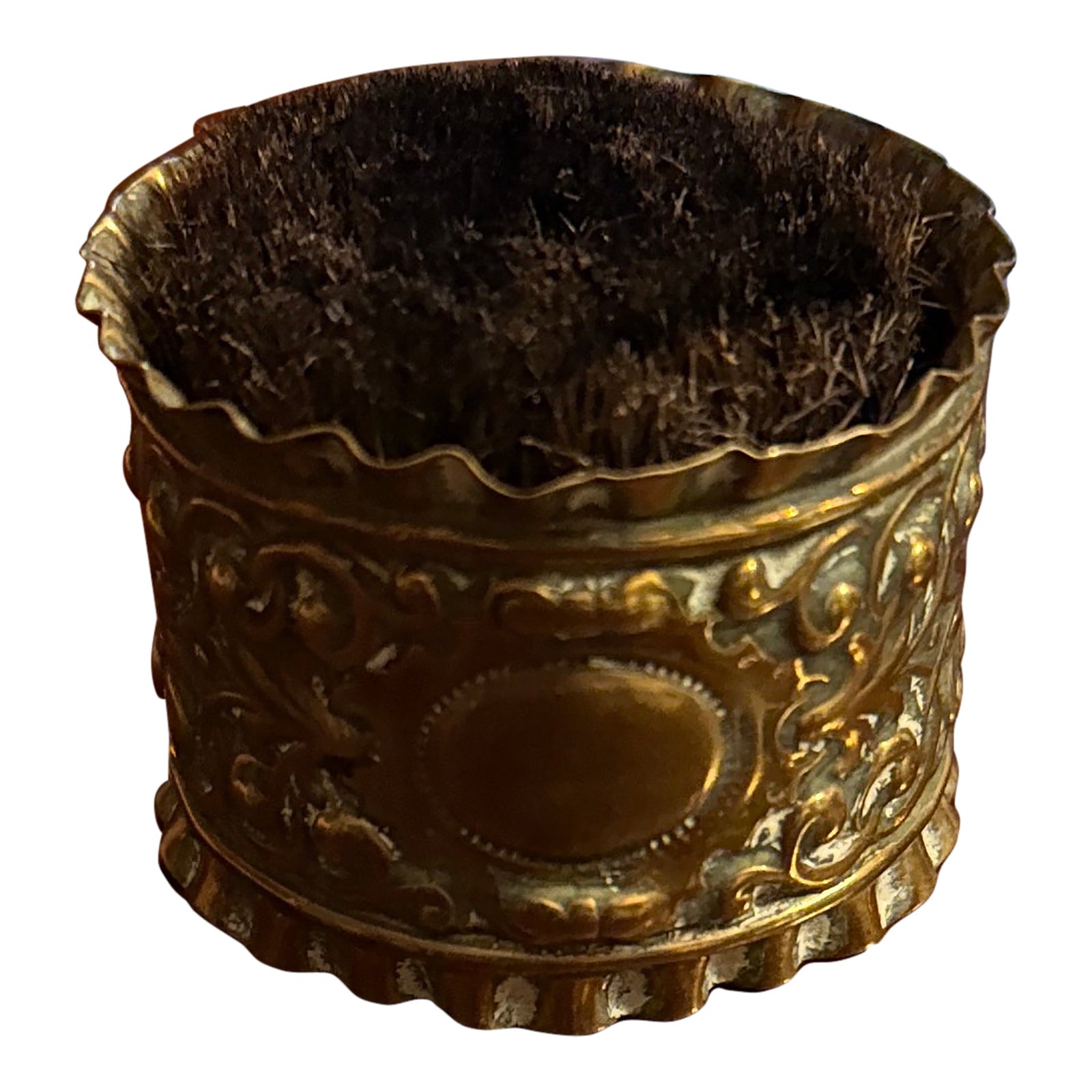Mid 19th Century Brass Repousse Pen Wipe | Chairish