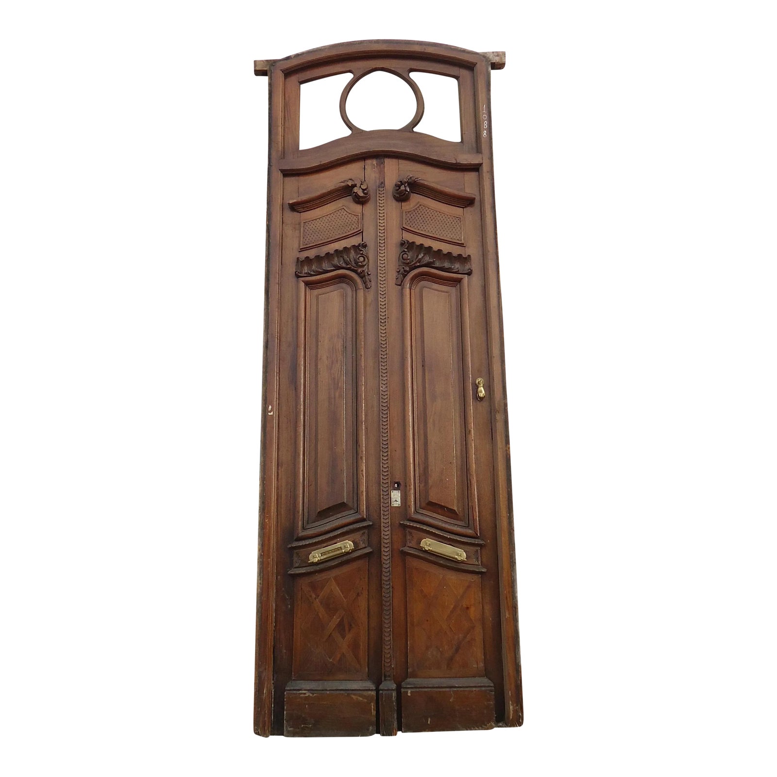 Antique Parquetry Doors with Transom Window | Chairish