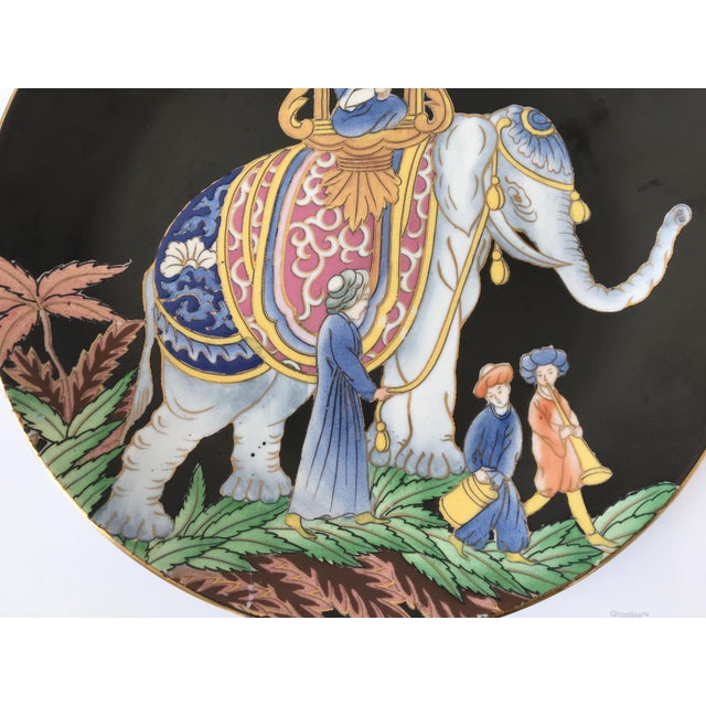 Vintage Porcelain Gold Rimmed Decorative Indian Themed Elephant Plate ...