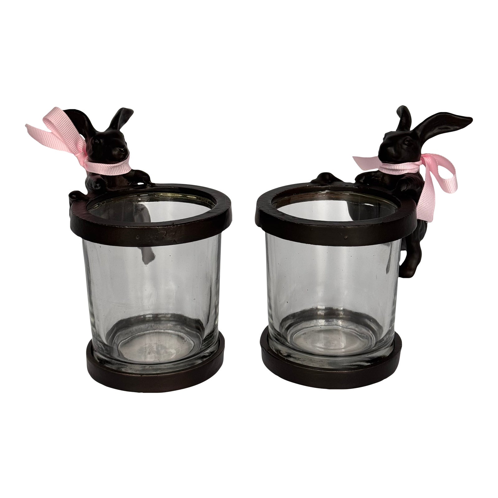 Pottery Barn Bunny Rabbit Candle Holders - a Pair | Chairish