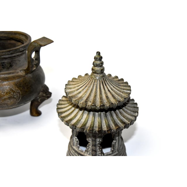 Ming Style Bronze Incense Burner, Chinese Temple Censer Model | Chairish