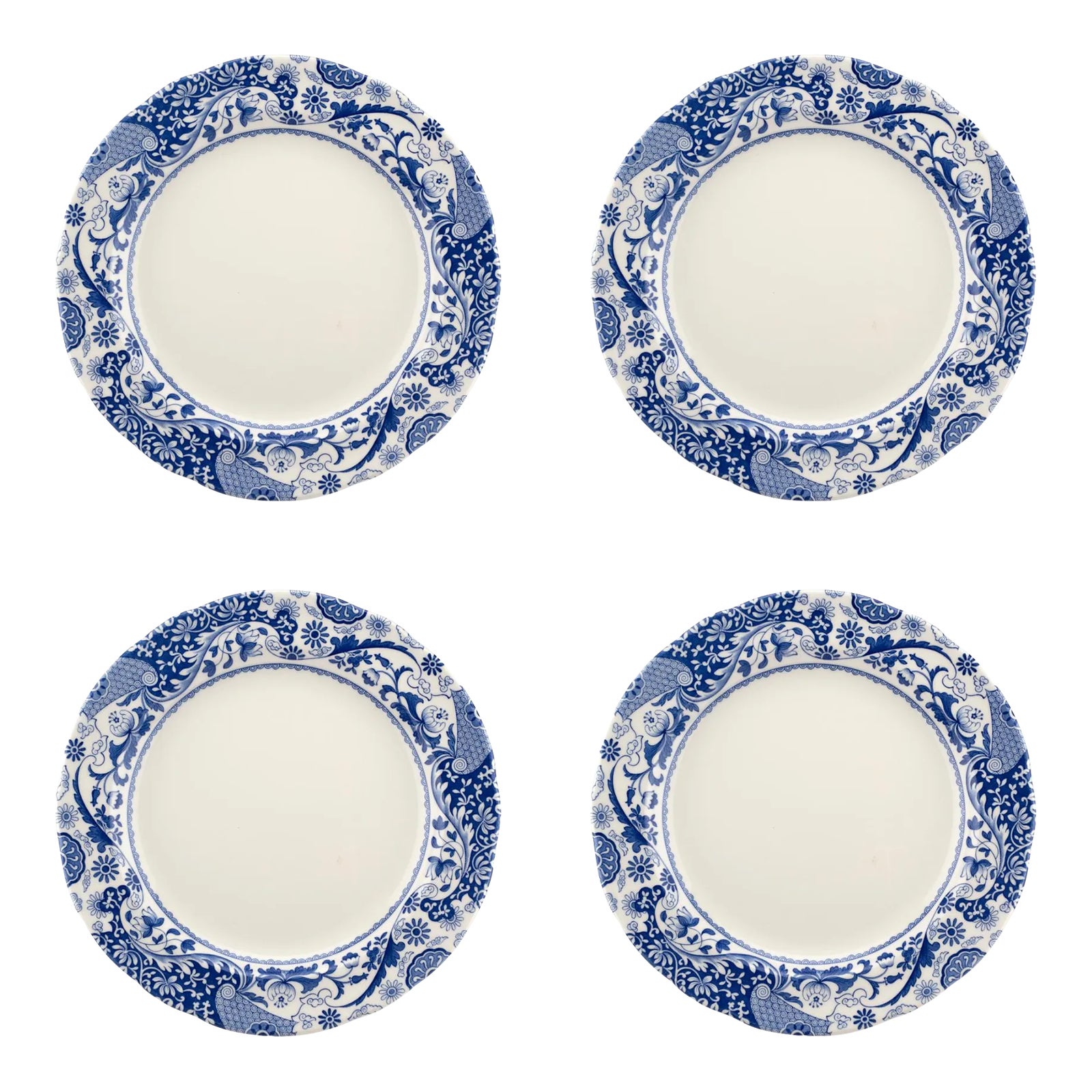 Spode Blue Italian Brocato Dinner Plate 10.5" - Set of 4 | Chairish