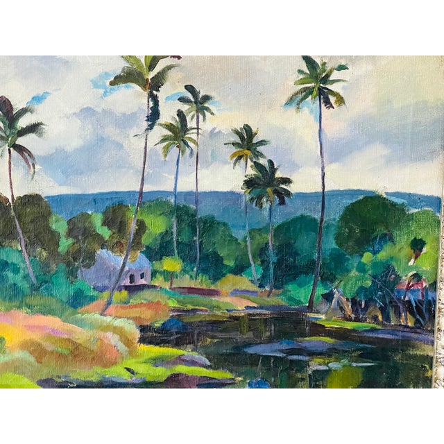1910s Tropical Landscape Oil on Canvas Antique Post Impressionist ...