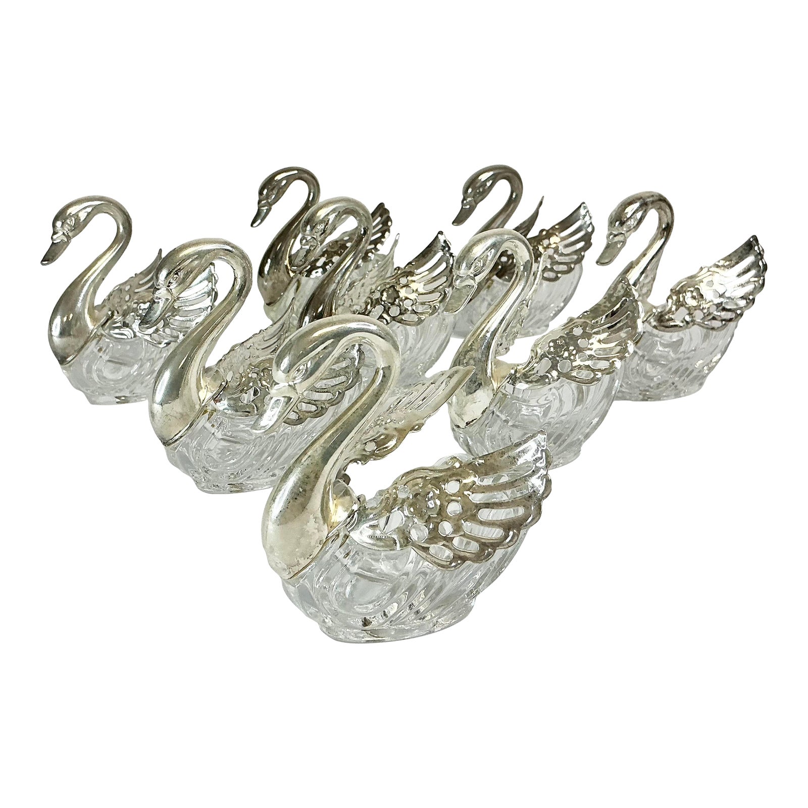 1950s Vintage Coastal Italian Swan Salt Cellars, Articulating Wings ...