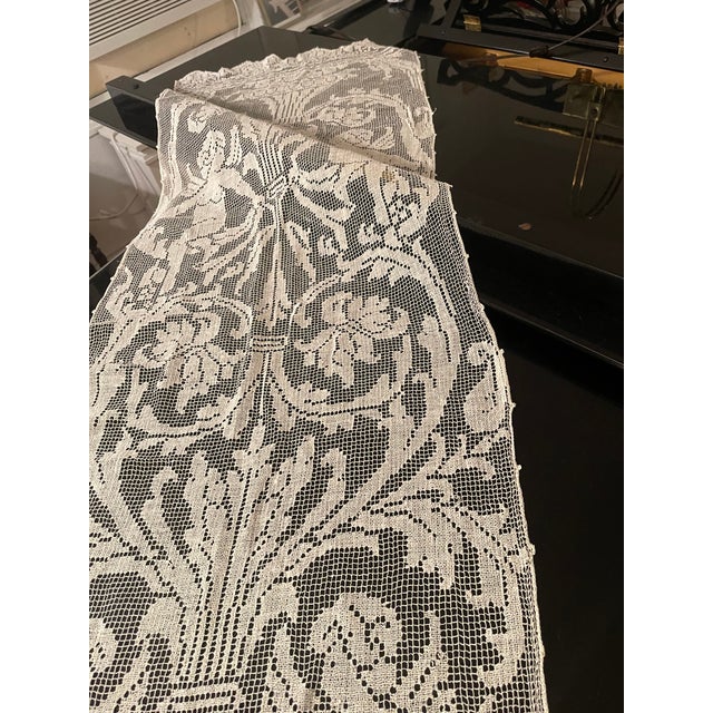 1920s Antique French Hand Made Lace Curtain Panel | Chairish