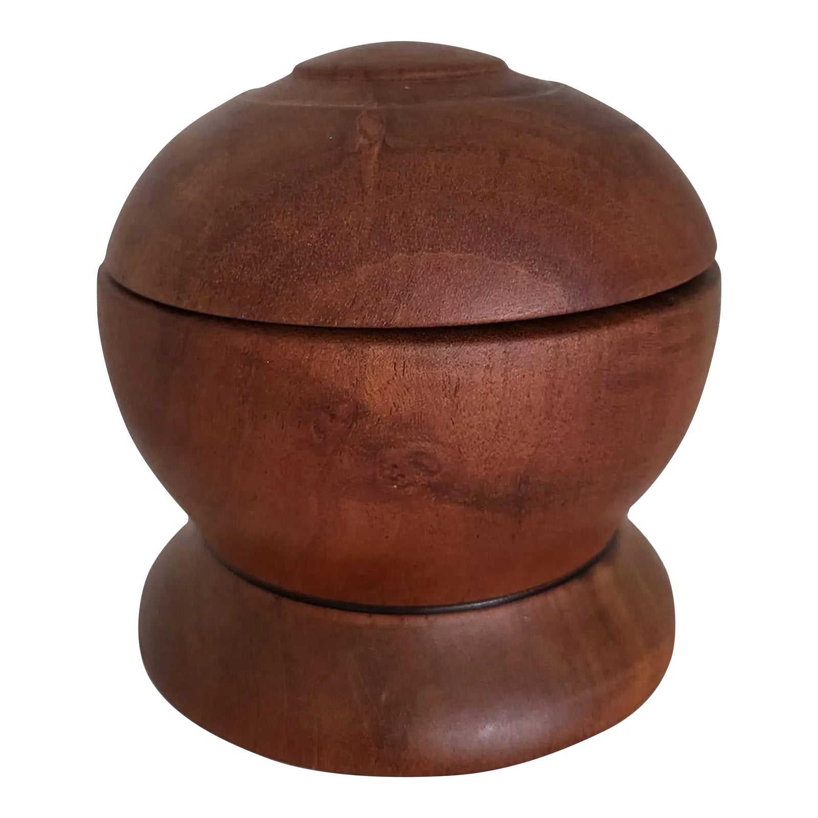 Early 21st Century Teak and Walnut Wood Treenware Spherical Jar With ...