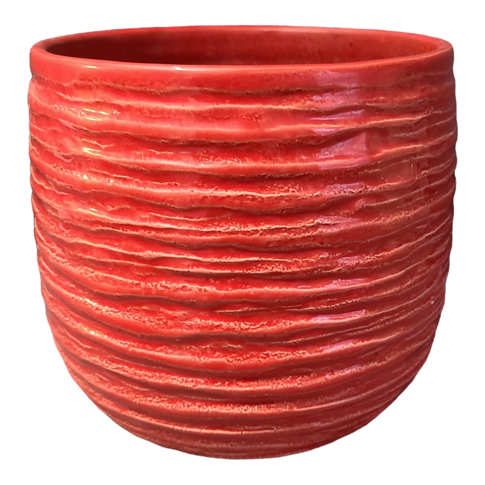 Vintage Art Pottery Glazed Red Portuguese Ceramic Cachepot Planter ...