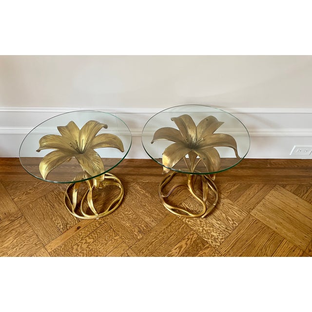 1960s Gilted Lily Side Tables - Attributed to Arthur Court - a Pair ...