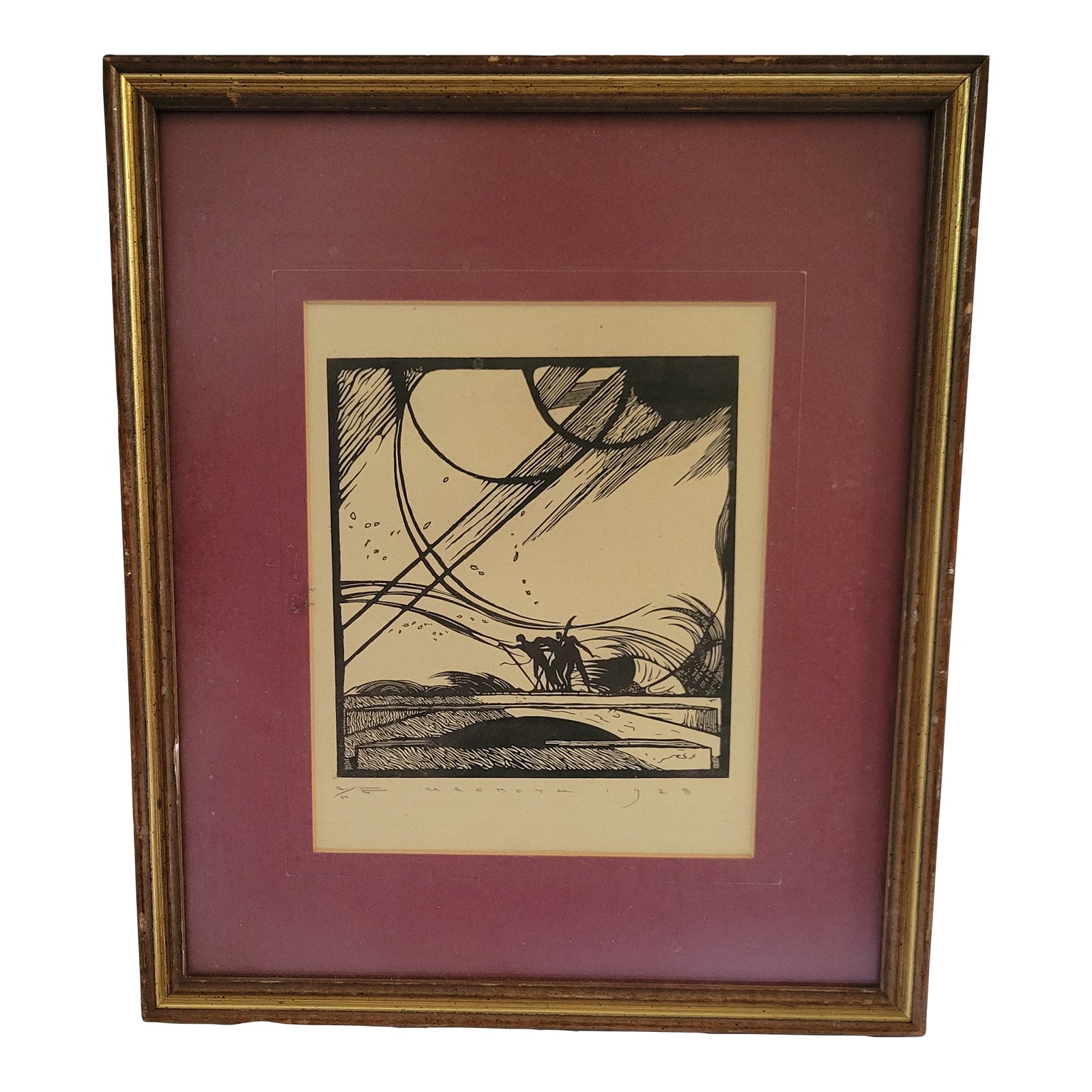 1920s Art Deco Woodblock Print by Edward Gordon Craig, Framed | Chairish