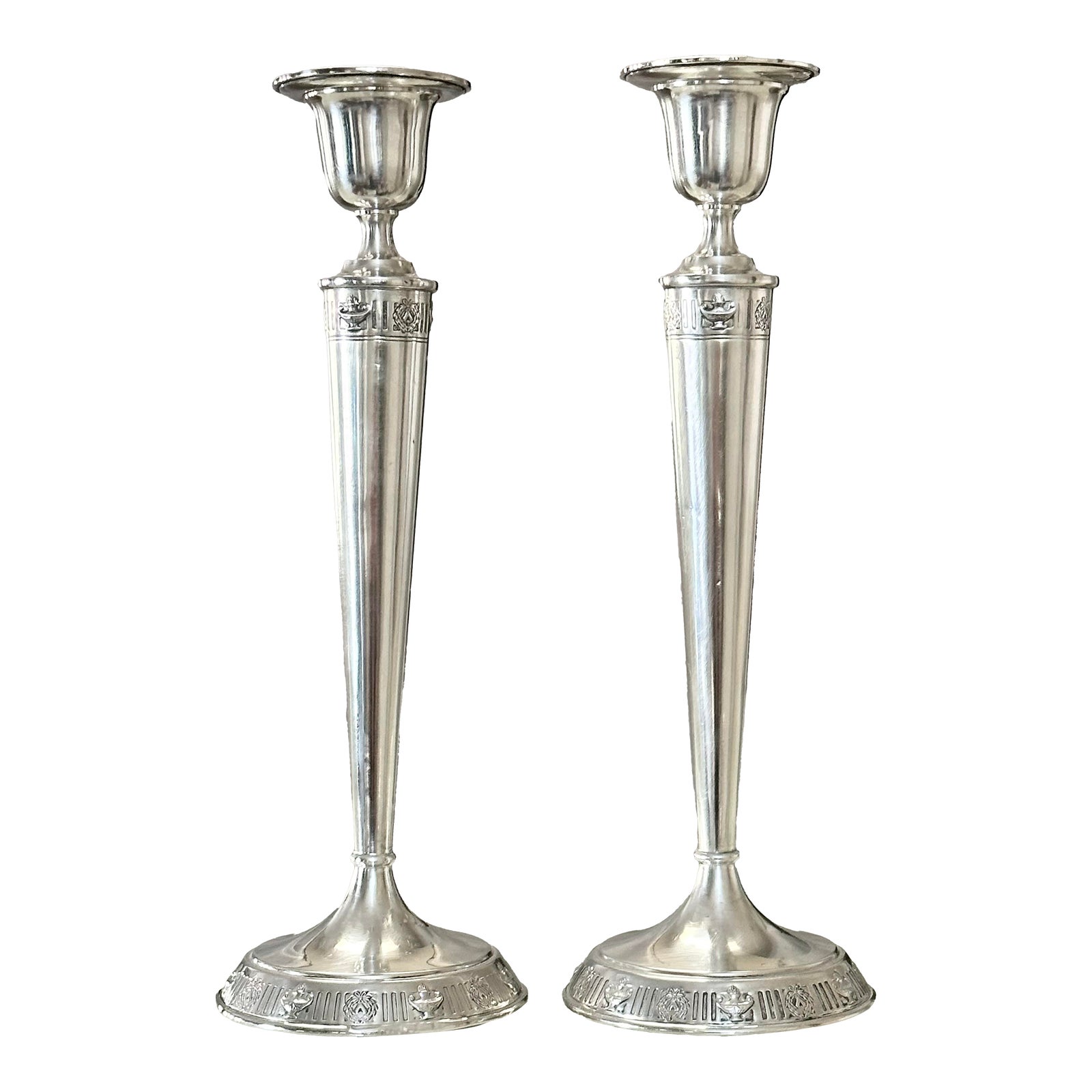Vintage Sterling Silver Mathews Co. Art Deco Candle Holders - a Pair ...