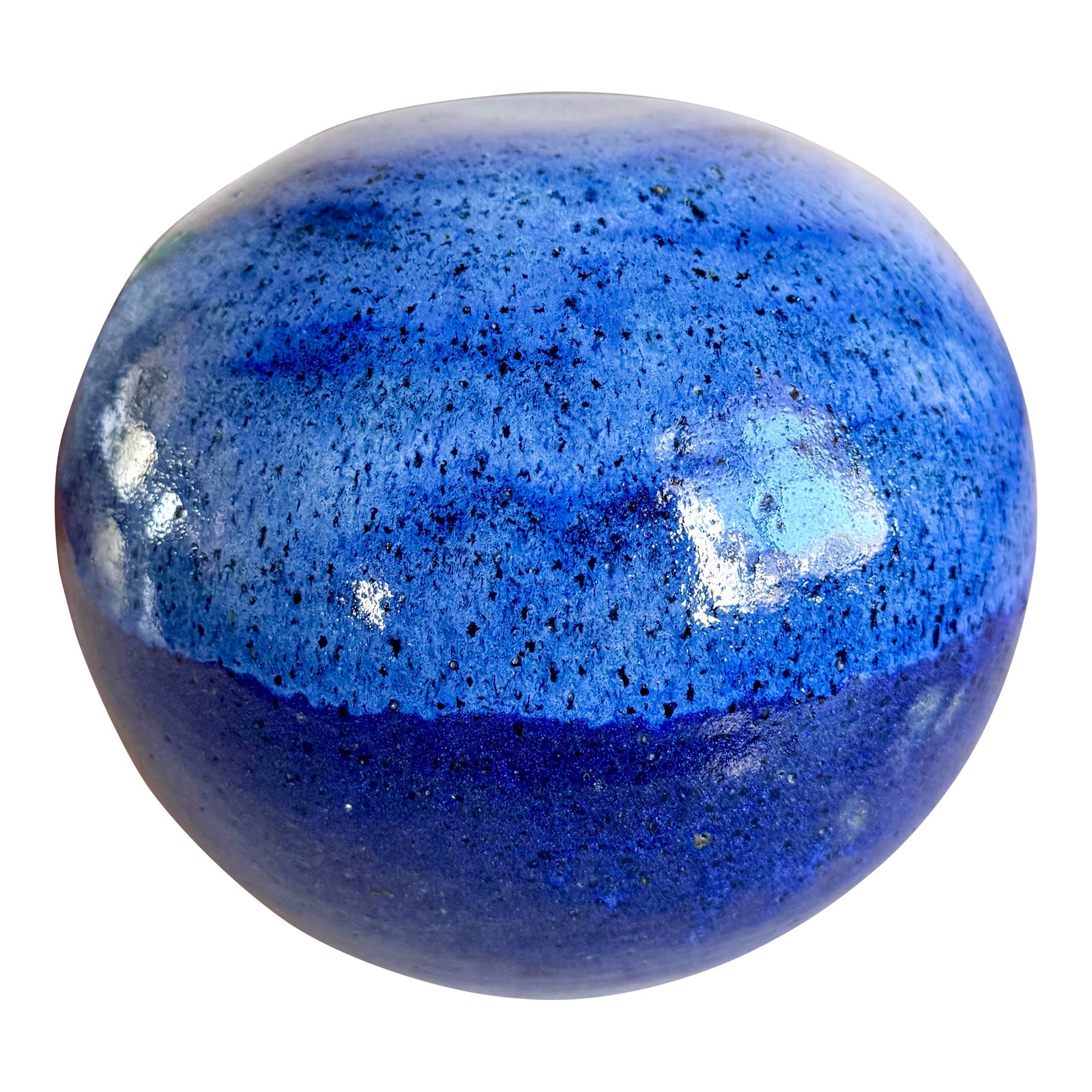 Vintage Blue Earthenware Orb Globe Ceramic Pottery Signed Gilbert ...