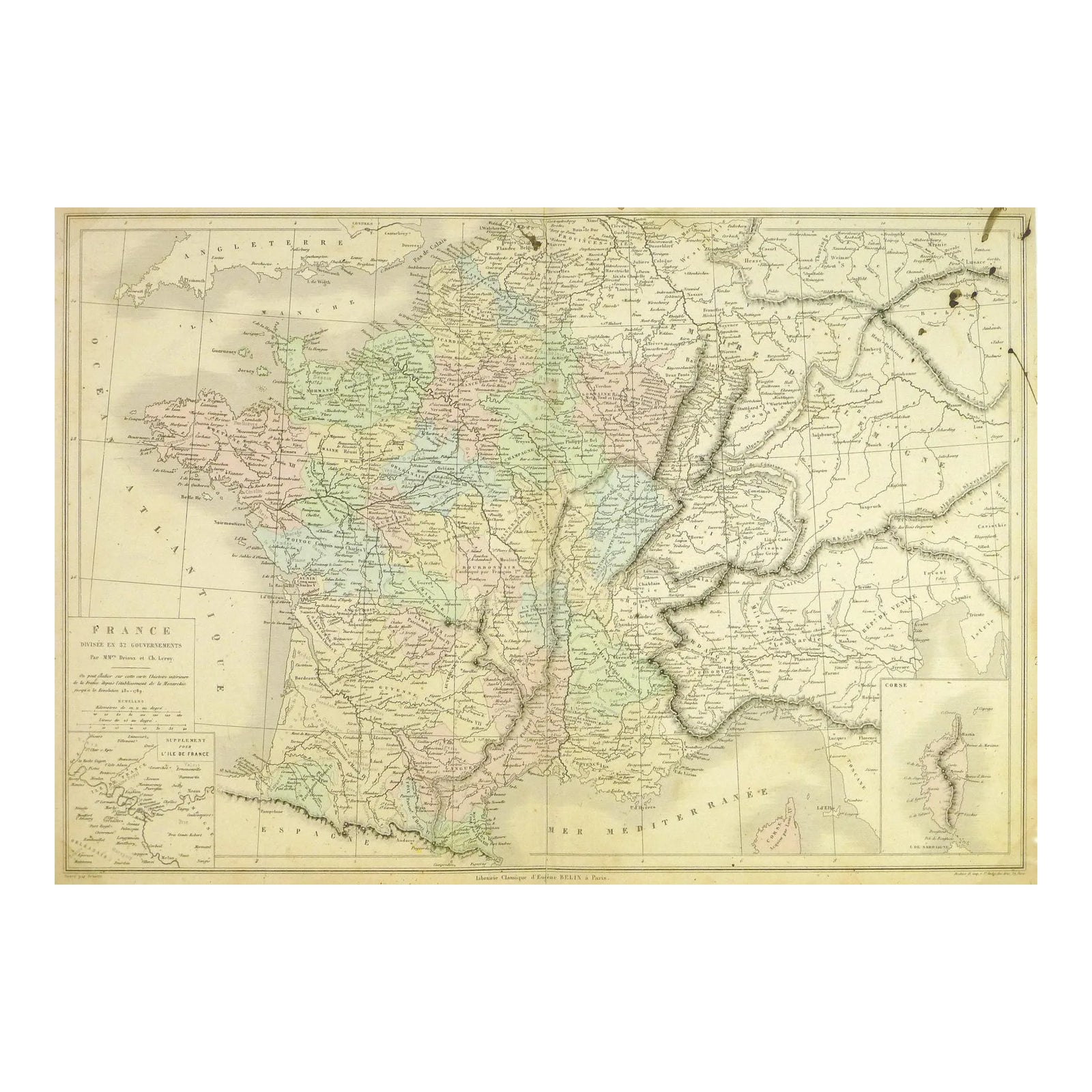 Antique Map of France, 1860 | Chairish