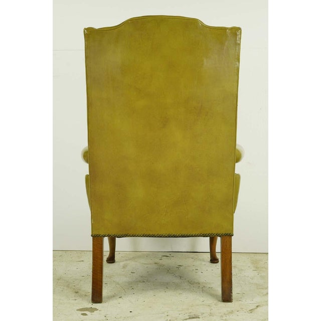 Mid Century Studded Yellow Leather Wingback Arm Chair | Chairish