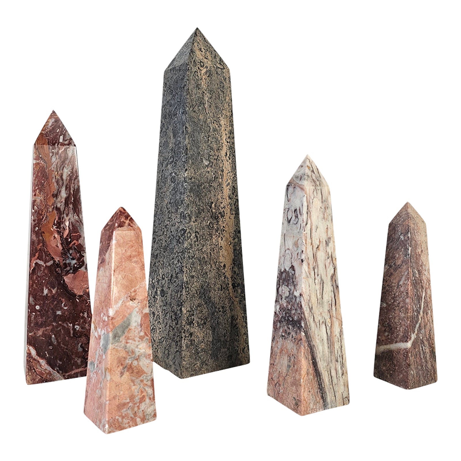 Marble Obelisk Paper Weight Bookends Centerpiece Décor Set of 5 | Chairish