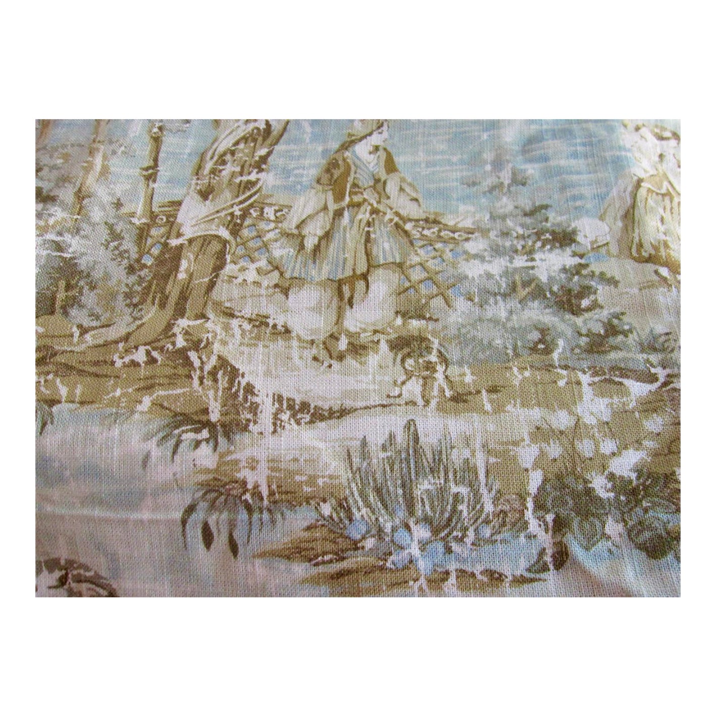 Bosporus Flax Blue Toile 5th Avenue Designs for Covington Linen Blend ...