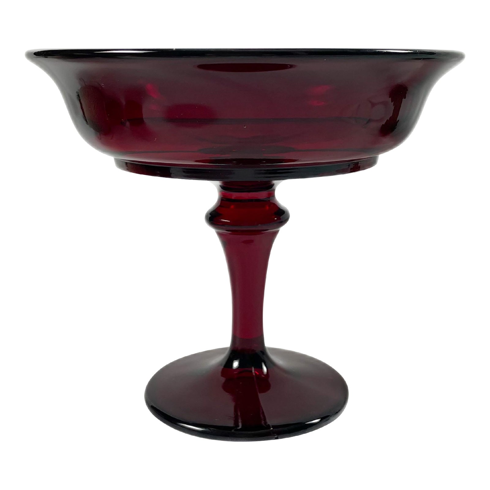 Vintage Ruby Red Glass Pedestal Serving Bowl | Chairish
