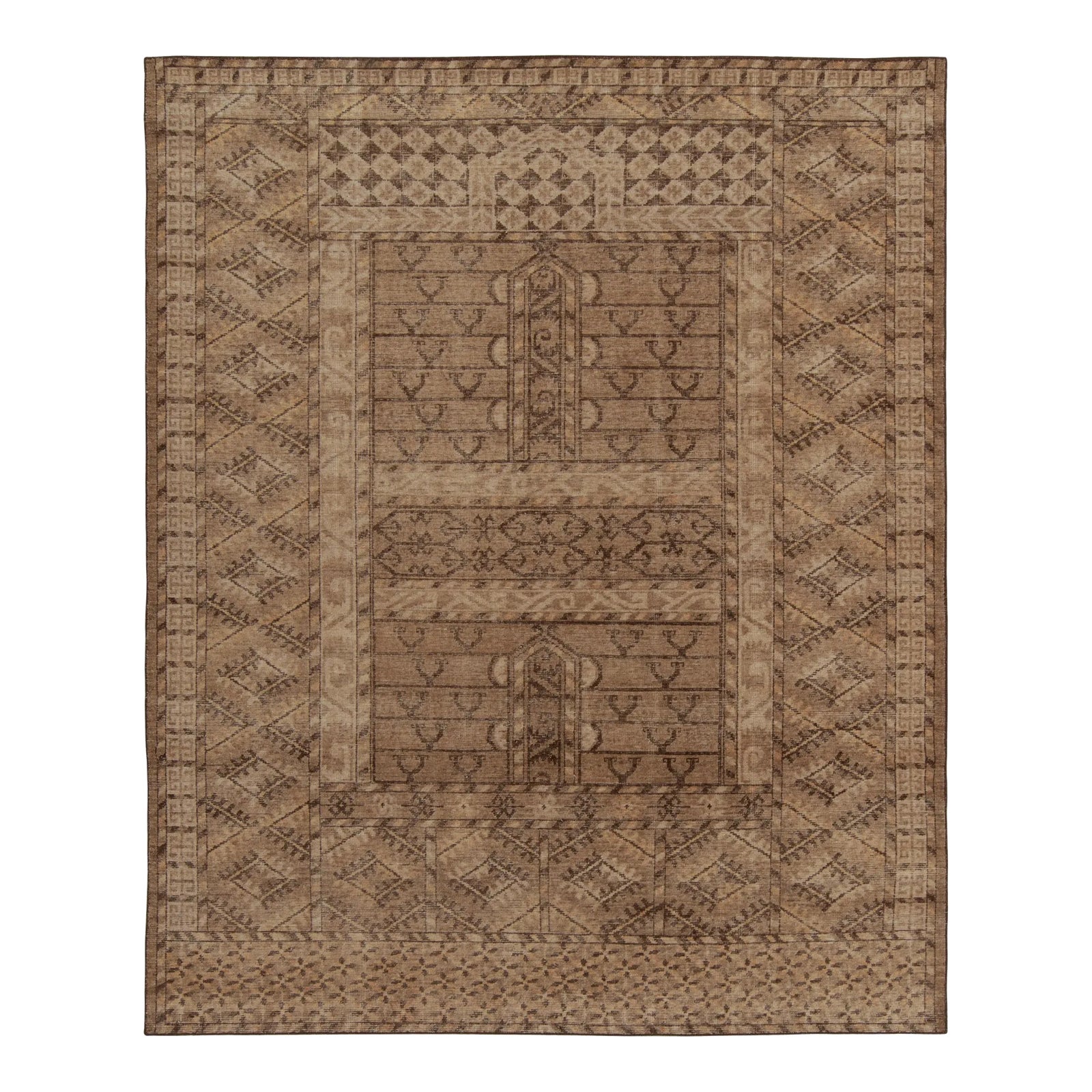 Rug & Kilim’s Distressed Style Rug in Beige & Brown Tribal Patterns ...