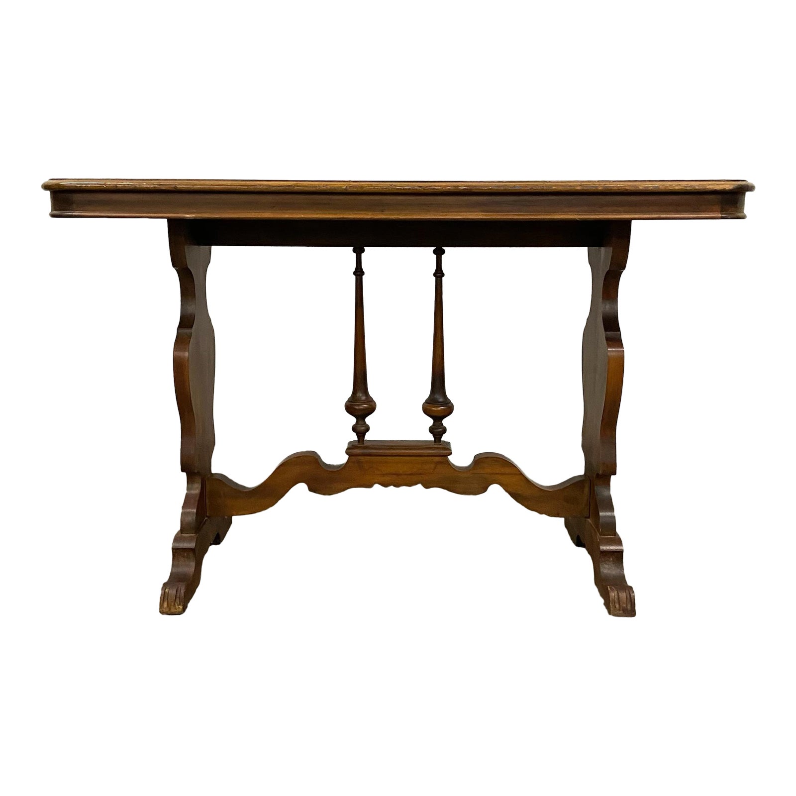 Vintage Pedestal Trestle Safe Table Console Table Writing Desk | Chairish