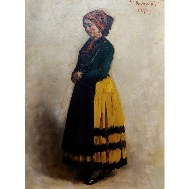 Leon Bonnet 19th Century Portrait of an Italian Woman Oil Painting C ...