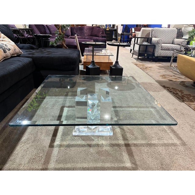 Clear Acrylic Base Glass Top Coffee Table | Chairish