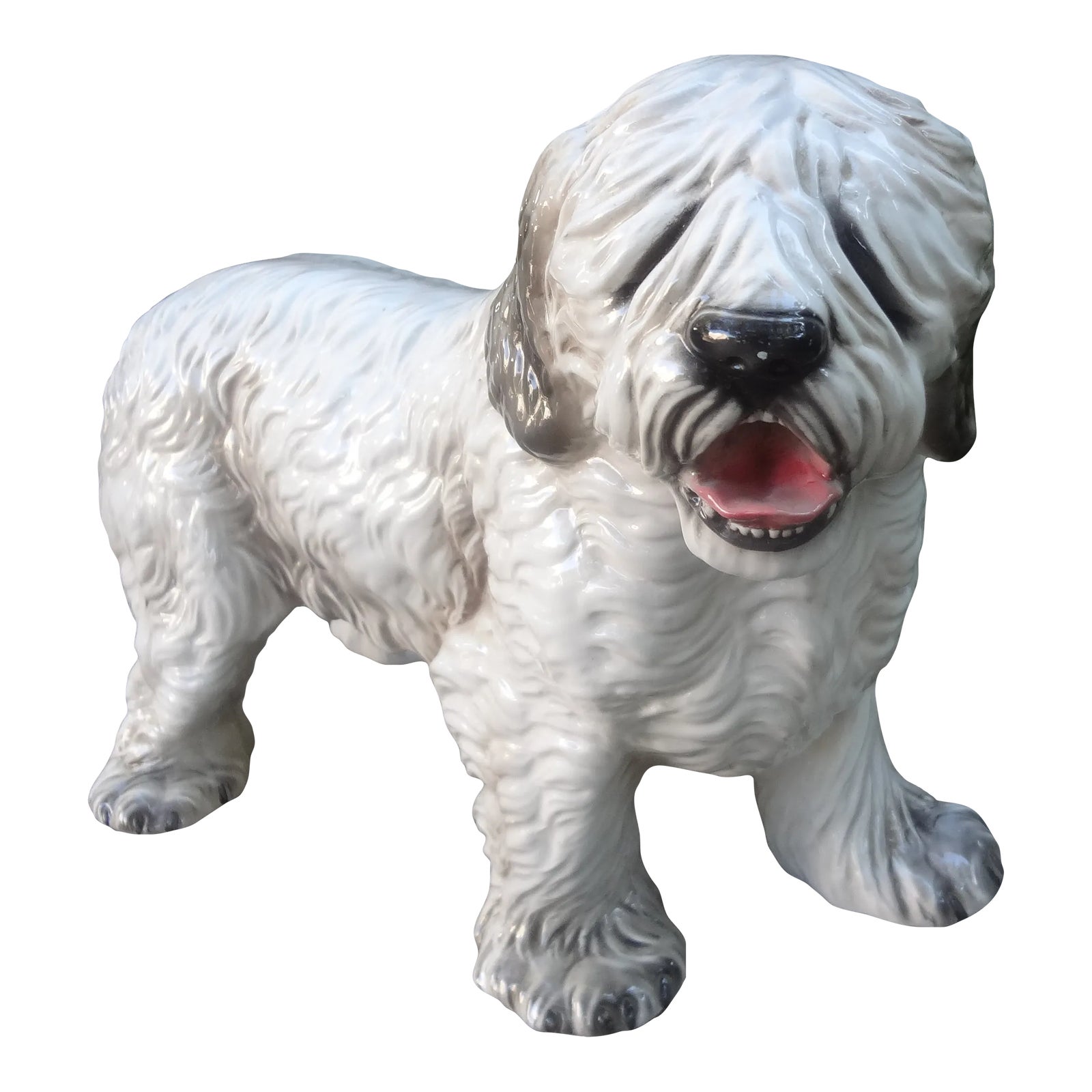 1960s Italian Glazed Ceramic Dog Sculpture | Chairish