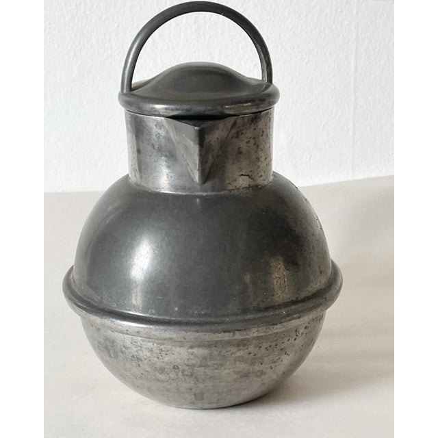 Vintage Alloy Art Pewter Coffee Pot With Cane Wrapped Handle | Chairish