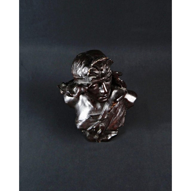 Art Nouveau Black Spelter Proof Bust of Cleopatra by Jean Foretay ...