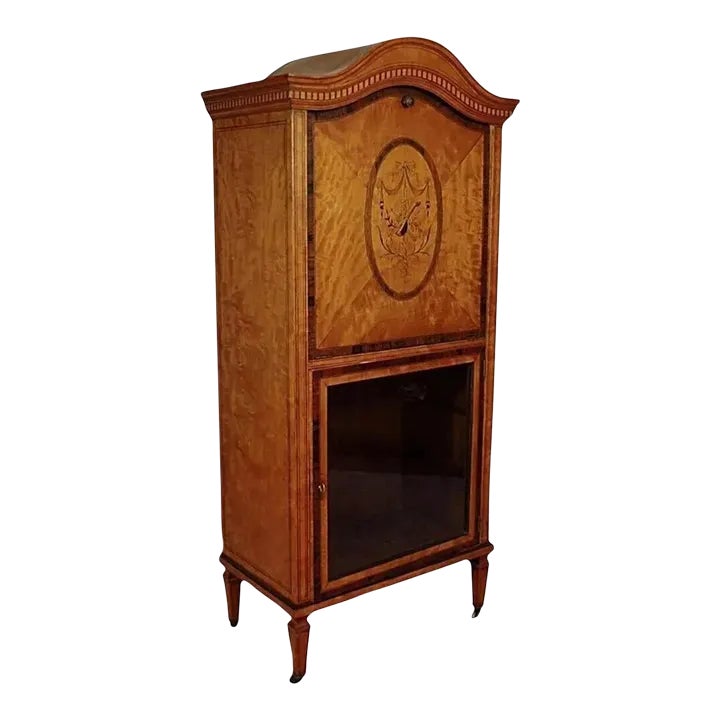 Antique Satinwood Inlaid French Adams Sheet Music Cabinet Display Curio ...
