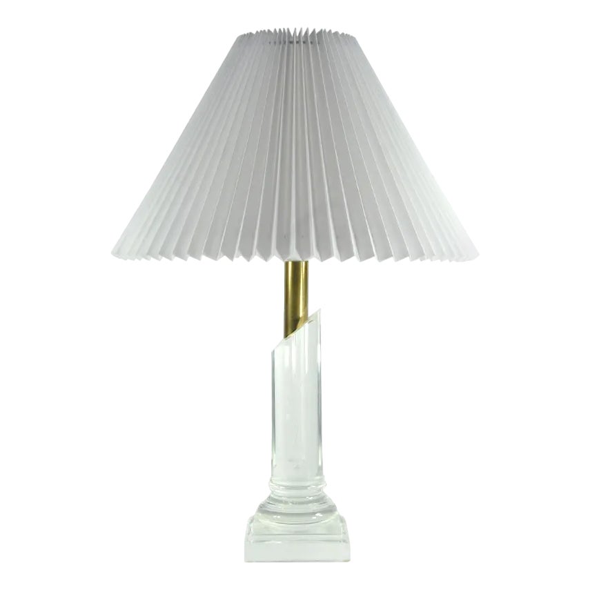 French Acrylic Column Table Lamp, 1990s | Chairish