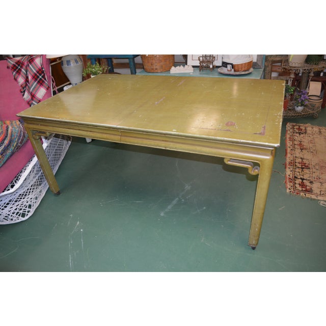 1950s Vintage Green Wooden Asian / Chinoiserie Dining Table with 3 ...