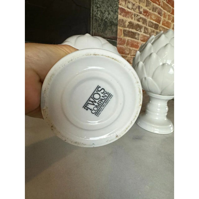 White Classic Ceramic Artichoke Decorative Sculptures - Set of 2 | Chairish
