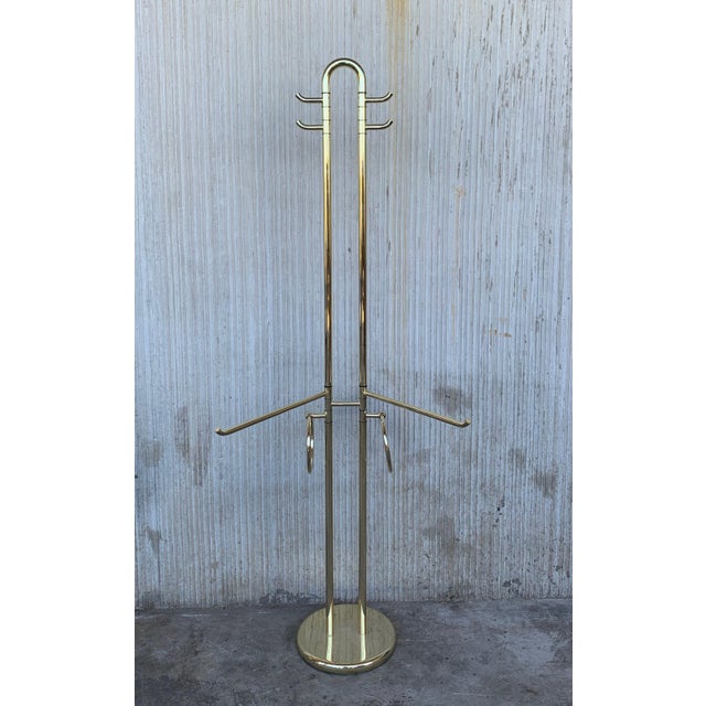 Mid Century Modern Italian Brass Coat Stand With Round Base, Italy ...