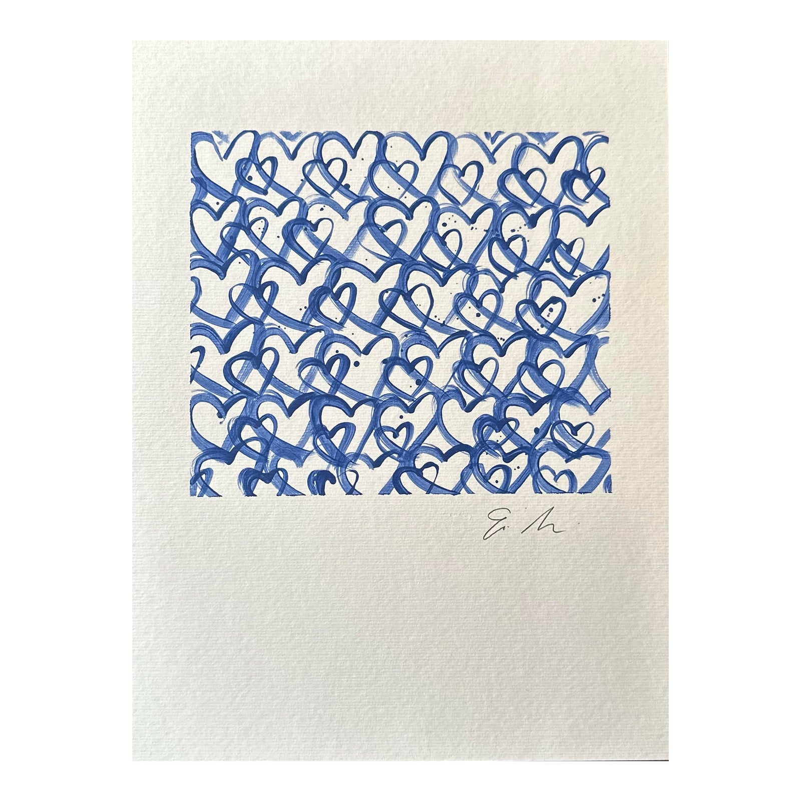 Erin Simon Original “Heart Shaped” Painting in Blue | Chairish