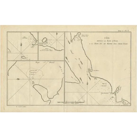 Antique Map of Yorks Bay, Haven, Islands and Surroundings | Chairish